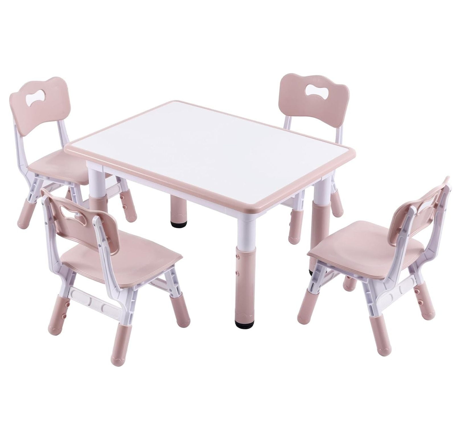 Height-Adjustable Kids Table and 4 Chairs Set, Toddler Table and Chair ...