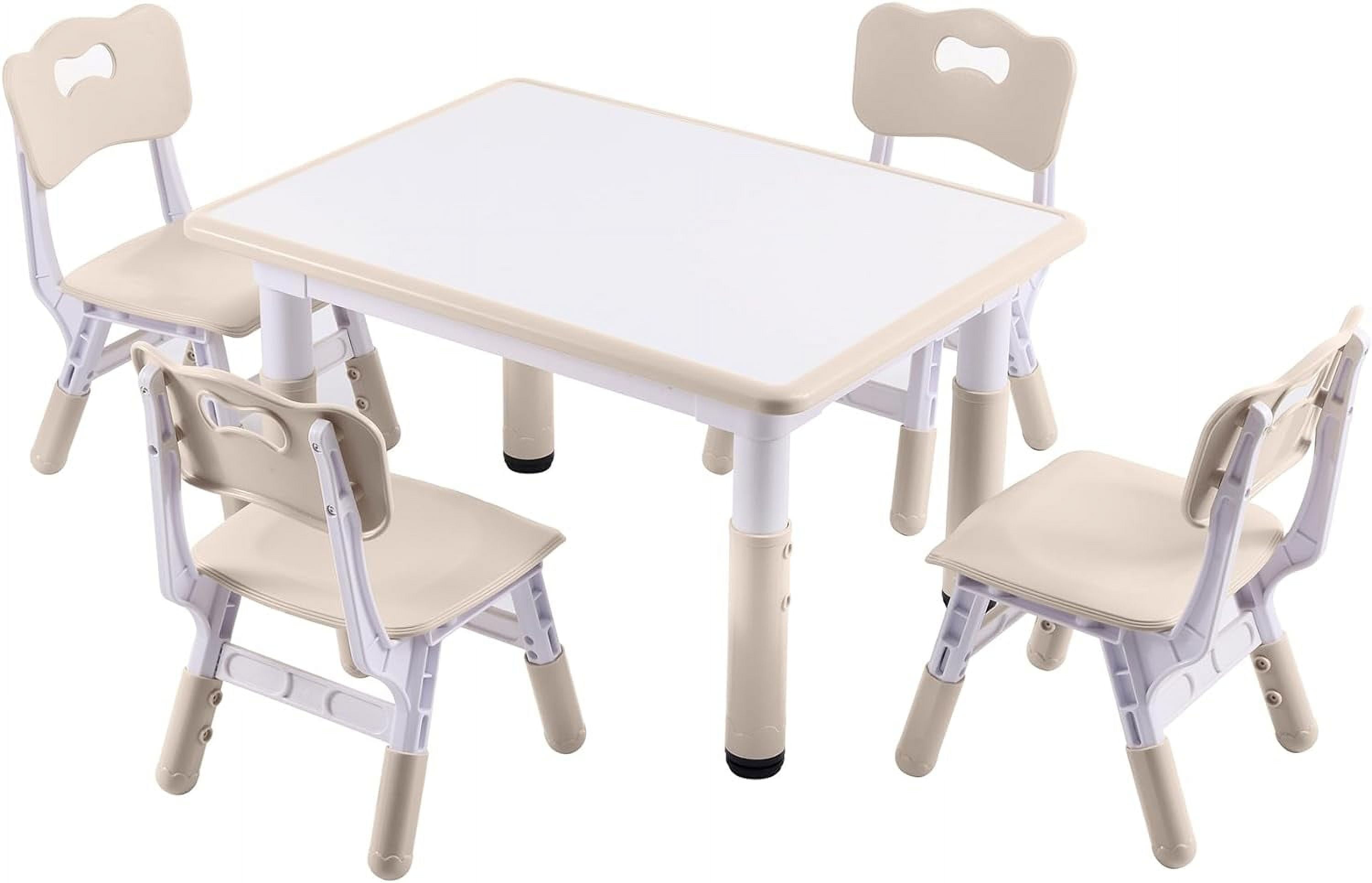 Height-Adjustable Kids Table and 4 Chairs Set, Toddler Table and Chair ...