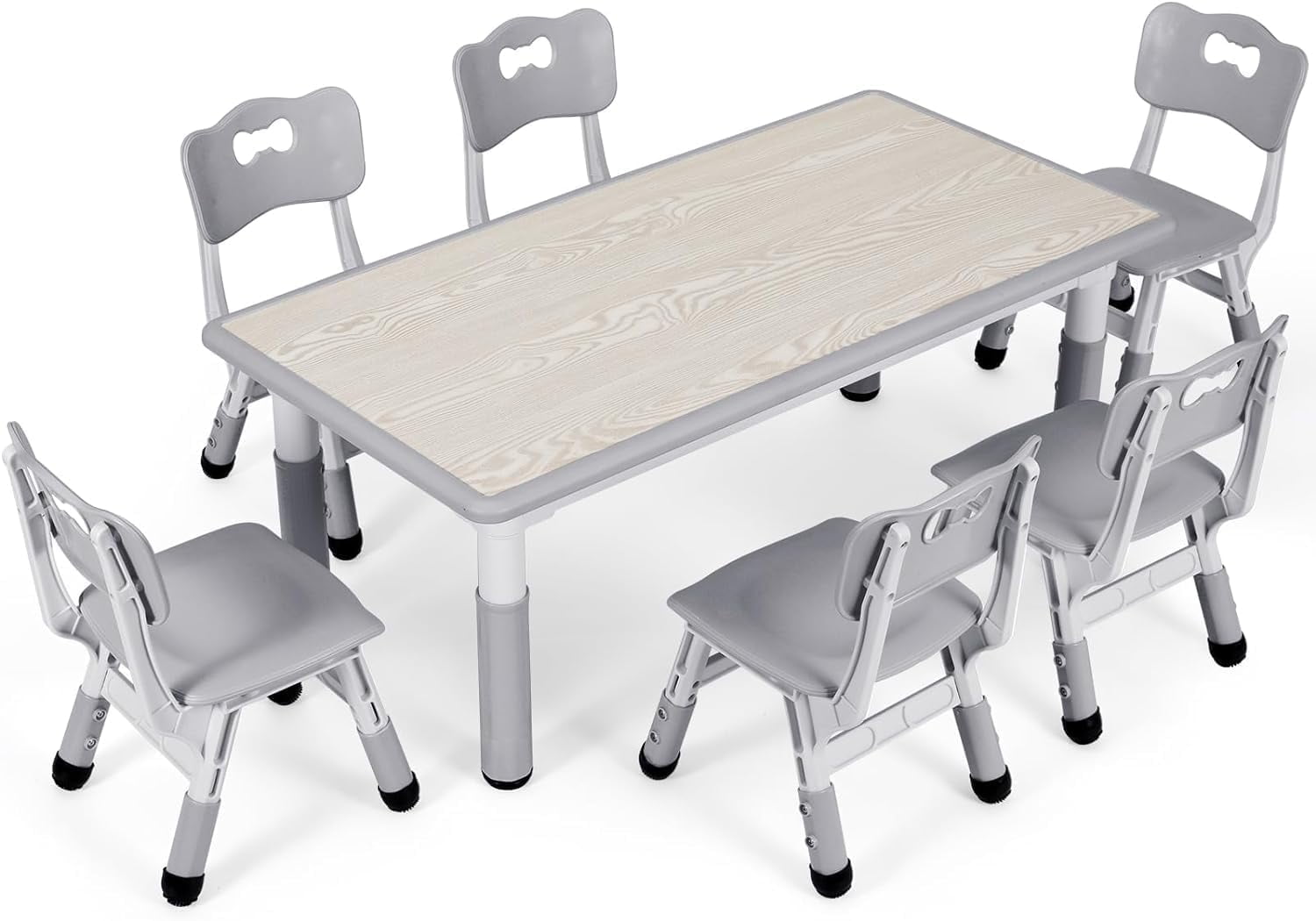 Height Adjustable Kids Table and 6 Chair Set - Multifunctional Desk ...