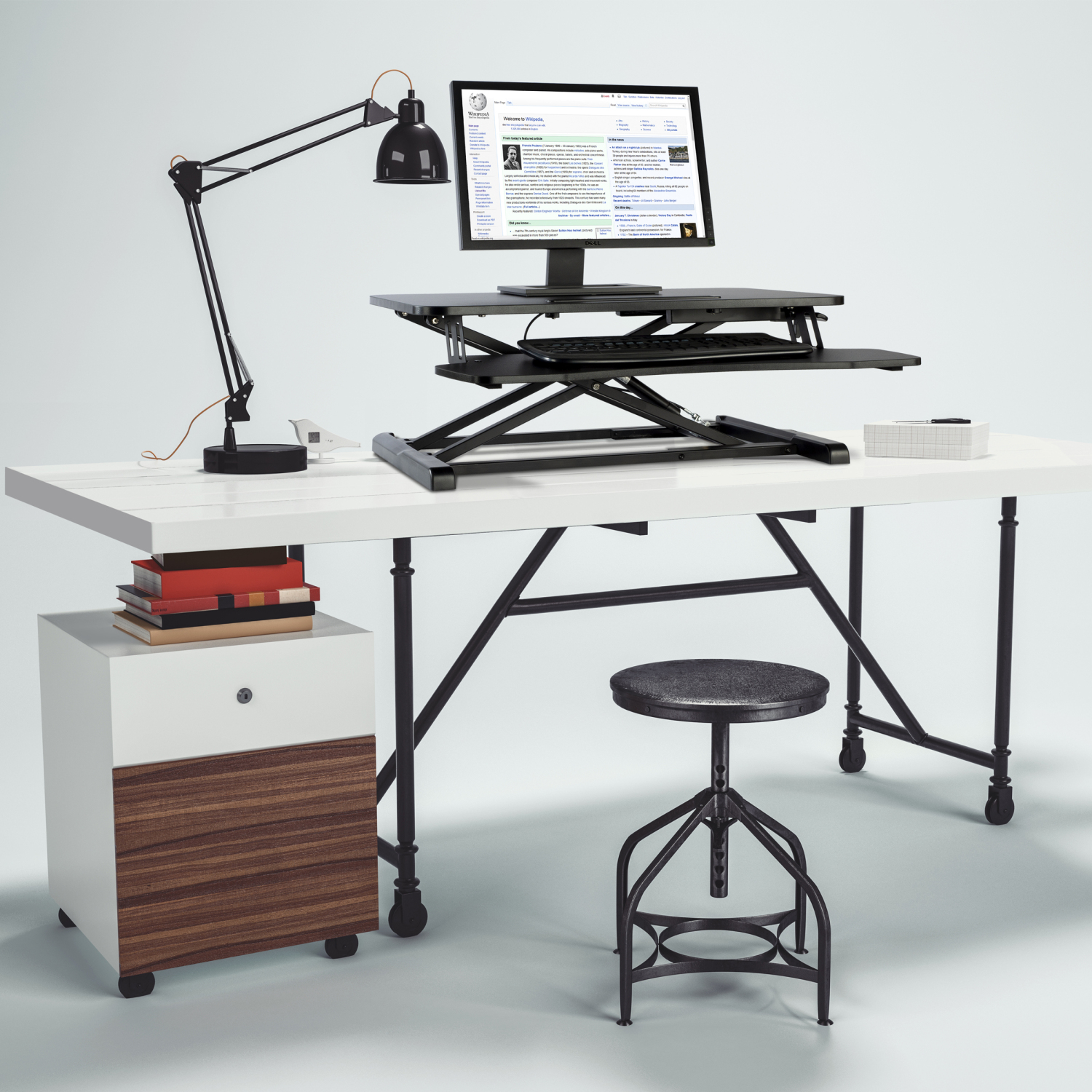 Height Adjustable Large Standing Desk Converter Black - Gas Spring ...