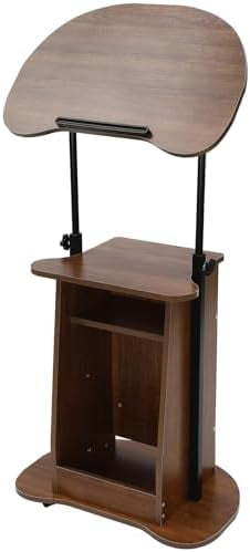 Height Adjustable Lectern Podium with Tilting Desktop & Storage Shelf ...
