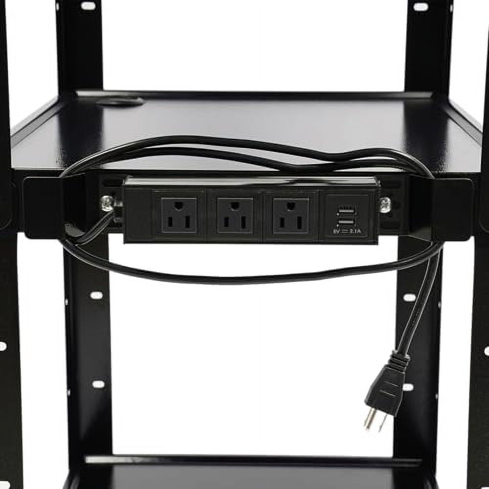 Height Adjustable Metal AV Cart with Wheels, Heavy Duty Rolling Work ...
