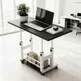 Height-Adjustable Mobile Computer Desk with Wheels, Available in Black ...