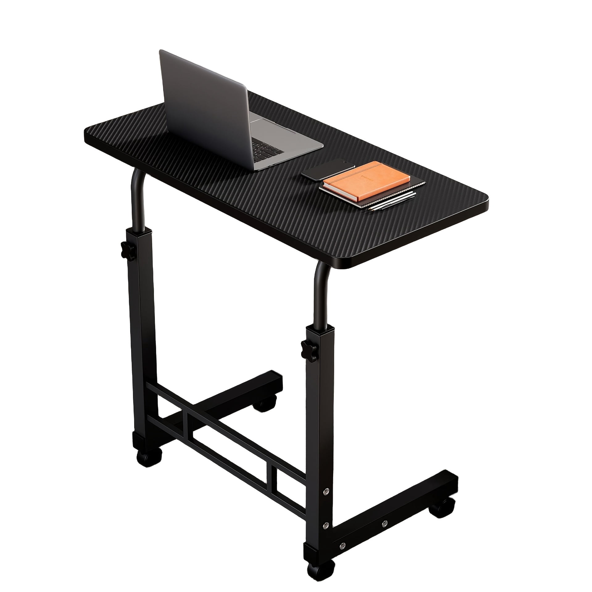 Height-Adjustable Mobile Computer Workstation - 4-Wheel Rolling Office ...