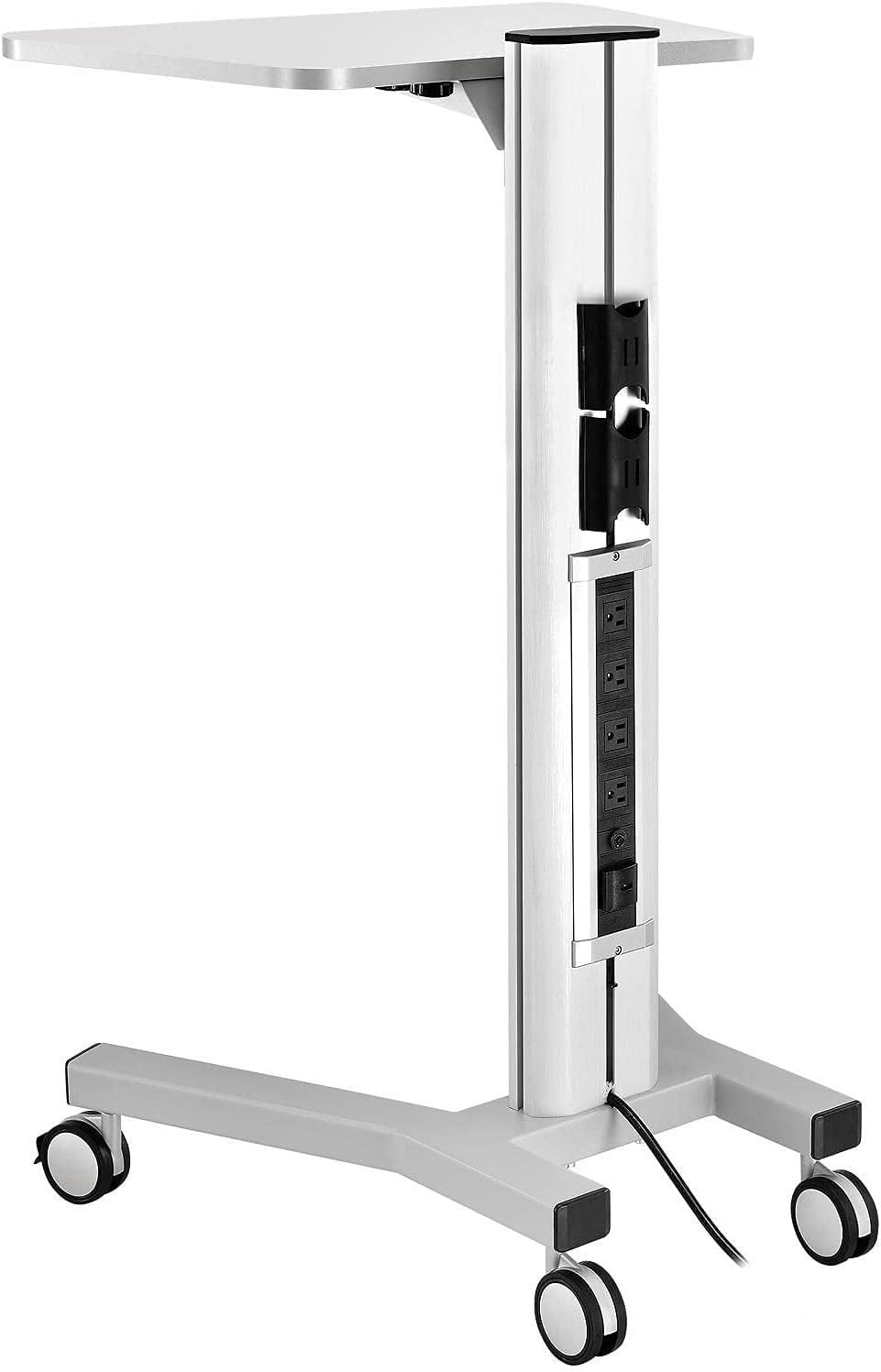 Height Adjustable Mobile Laptop Workstation with 4-Outlet Power Strip ...