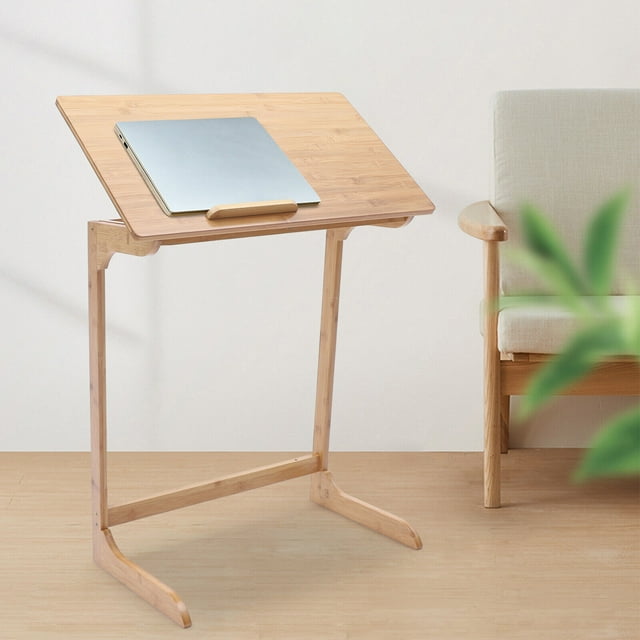 Height Adjustable Natural Bamboo Laptop Desk Rectangle Home Portable ...