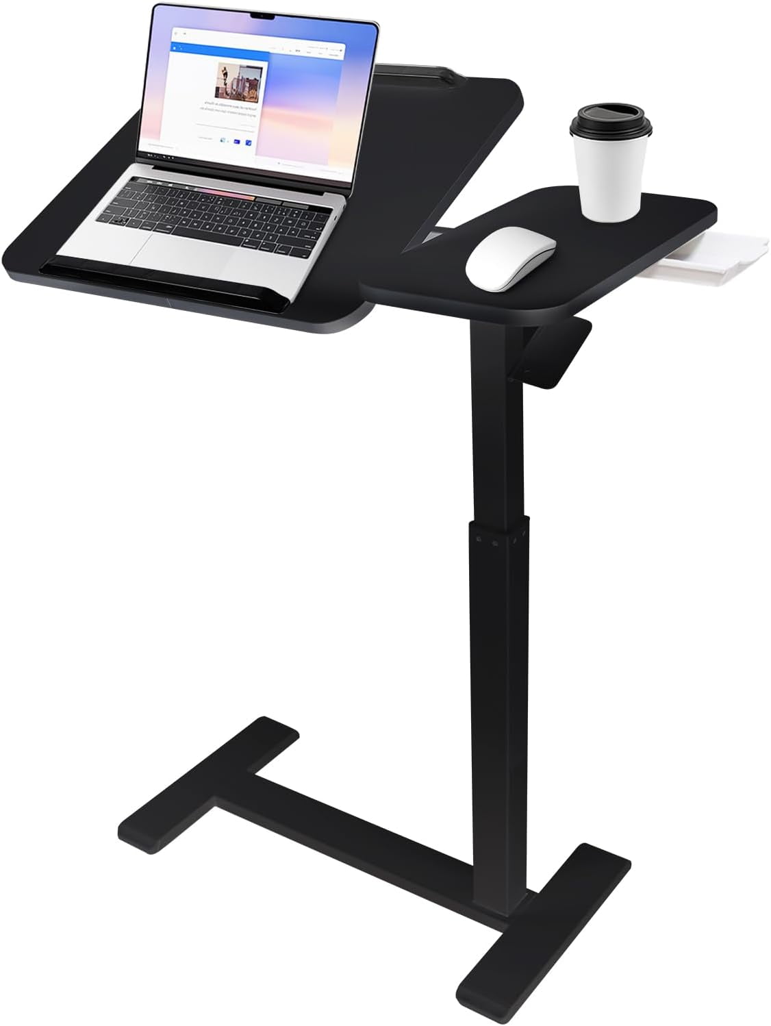 Height Adjustable Overbed Table with Tilting Top, Mobile Standing Desk ...