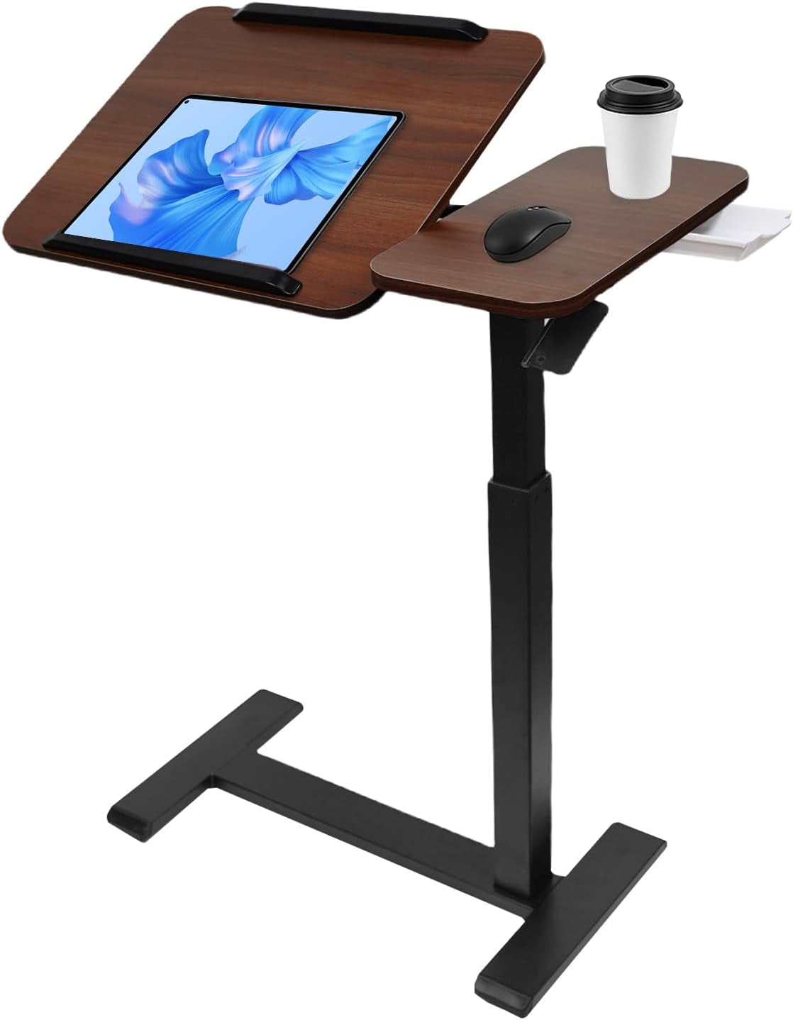 Height Adjustable Overbed Table with Tilting Top, Mobile Standing Desk ...