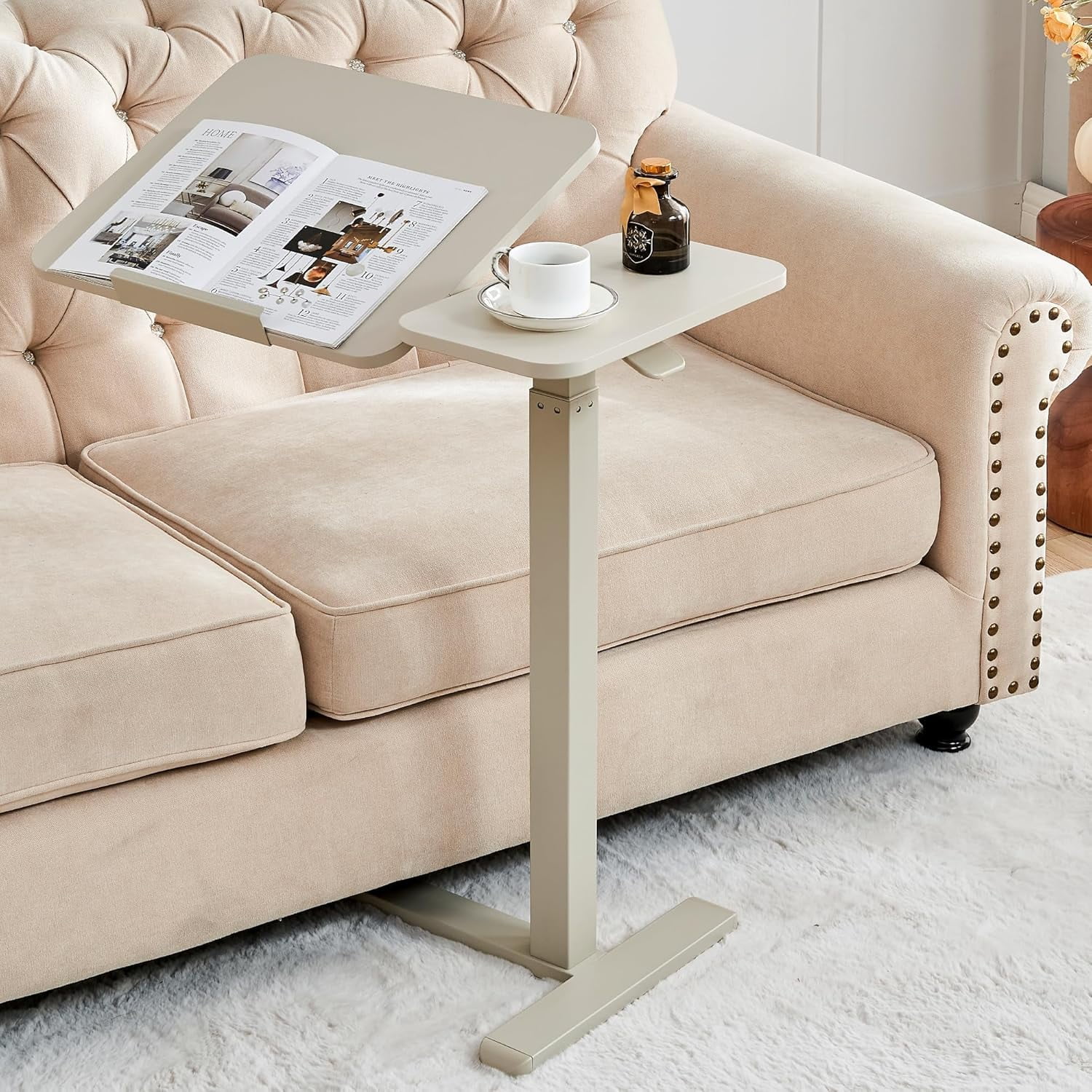 Height Adjustable Overbed Table with Tilting Top, Standing Desk ...