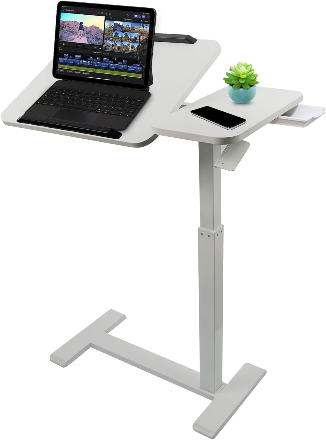 Height Adjustable Overbed Table with Tilting Top – Mobile Standing Desk ...