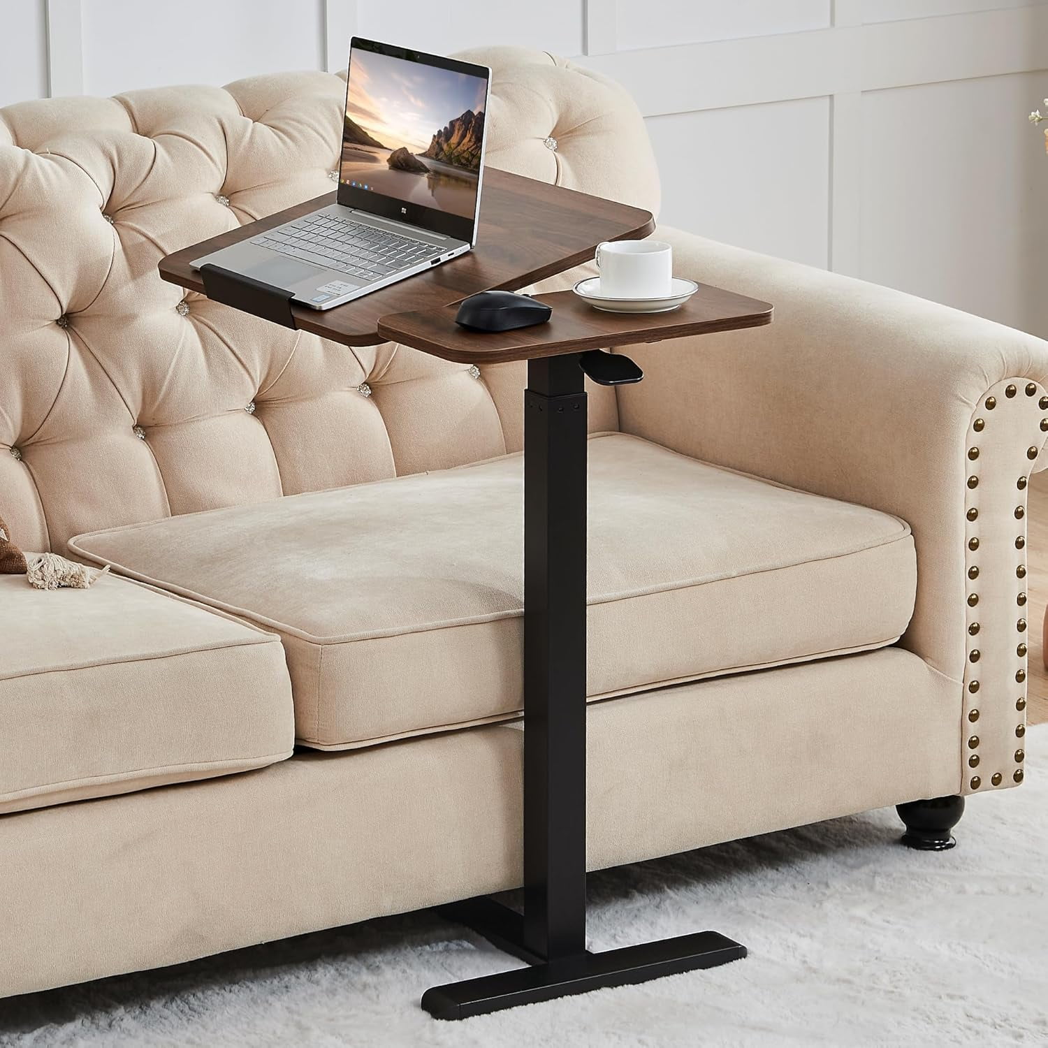 Height Adjustable Overbed Table with Tilting Top, Standing Desk ...