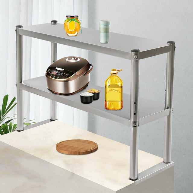 Height Adjustable Overshelf Double Overshelf, 2 Tier Stainless Steel ...