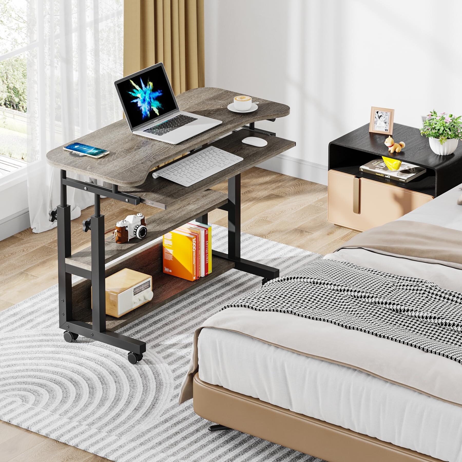 Height Adjustable Portable Desk with Charging Station, Sofa Couch ...