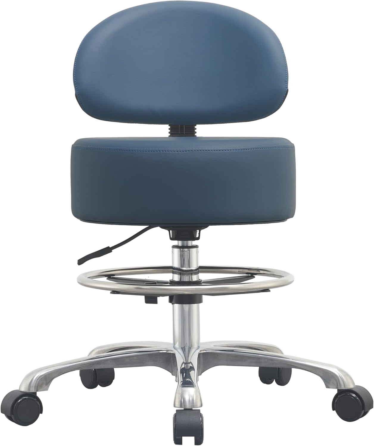 Height Adjustable Rolling Shop Stool with Back Support - Kitchen Stool ...