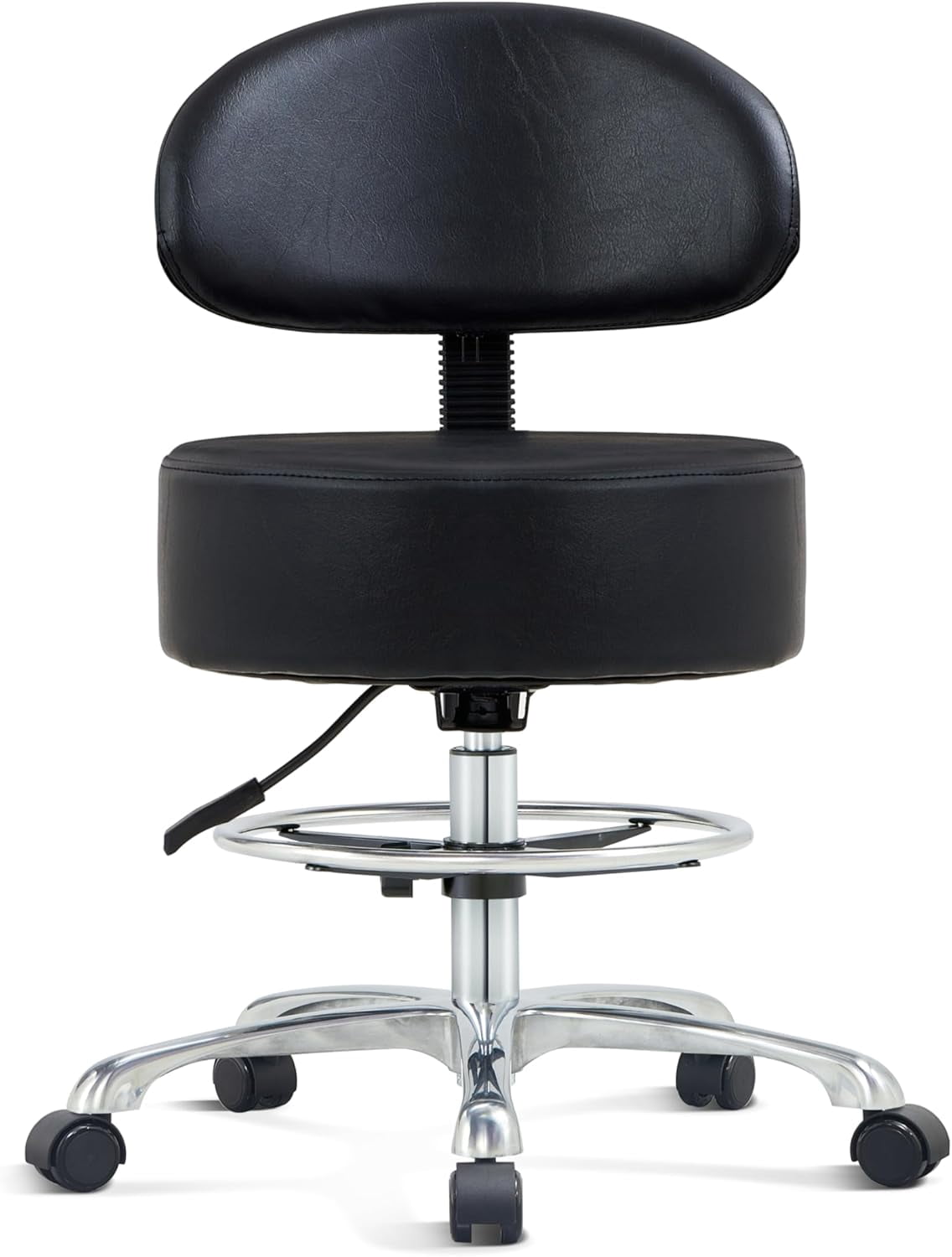 Height Adjustable Rolling Shop Stool with Back Support - Kitchen Stool ...