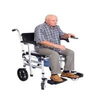 Foldable Shower Chair with Wheels, Aluminum Alloy Height Adjustable ...
