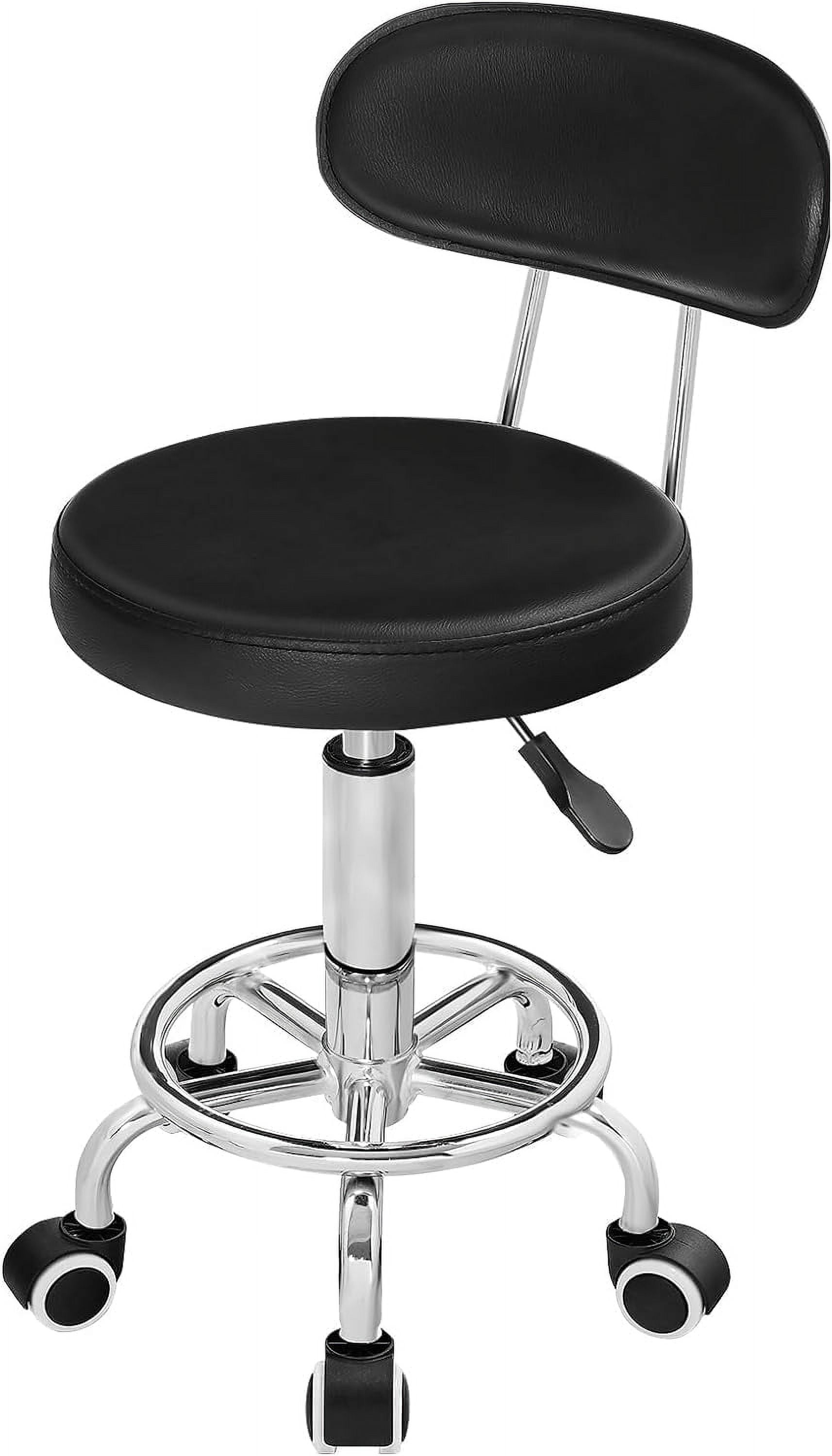 Height Adjustable Rolling Stool, 360° Rotating Drafting Chair, Multi-Purpose Office Desk Chair ...