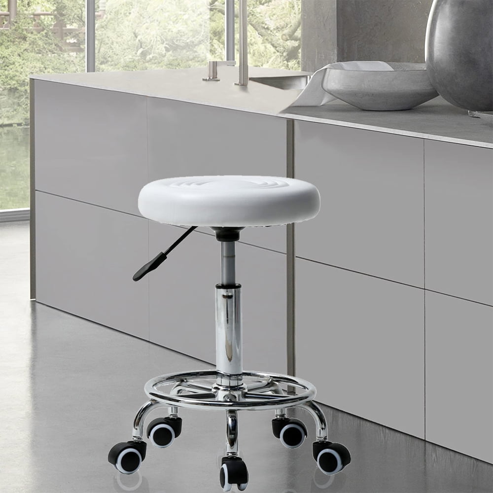 Height Adjustable Rolling Stools, Swivel Stool with 5 Casters, Lifting ...