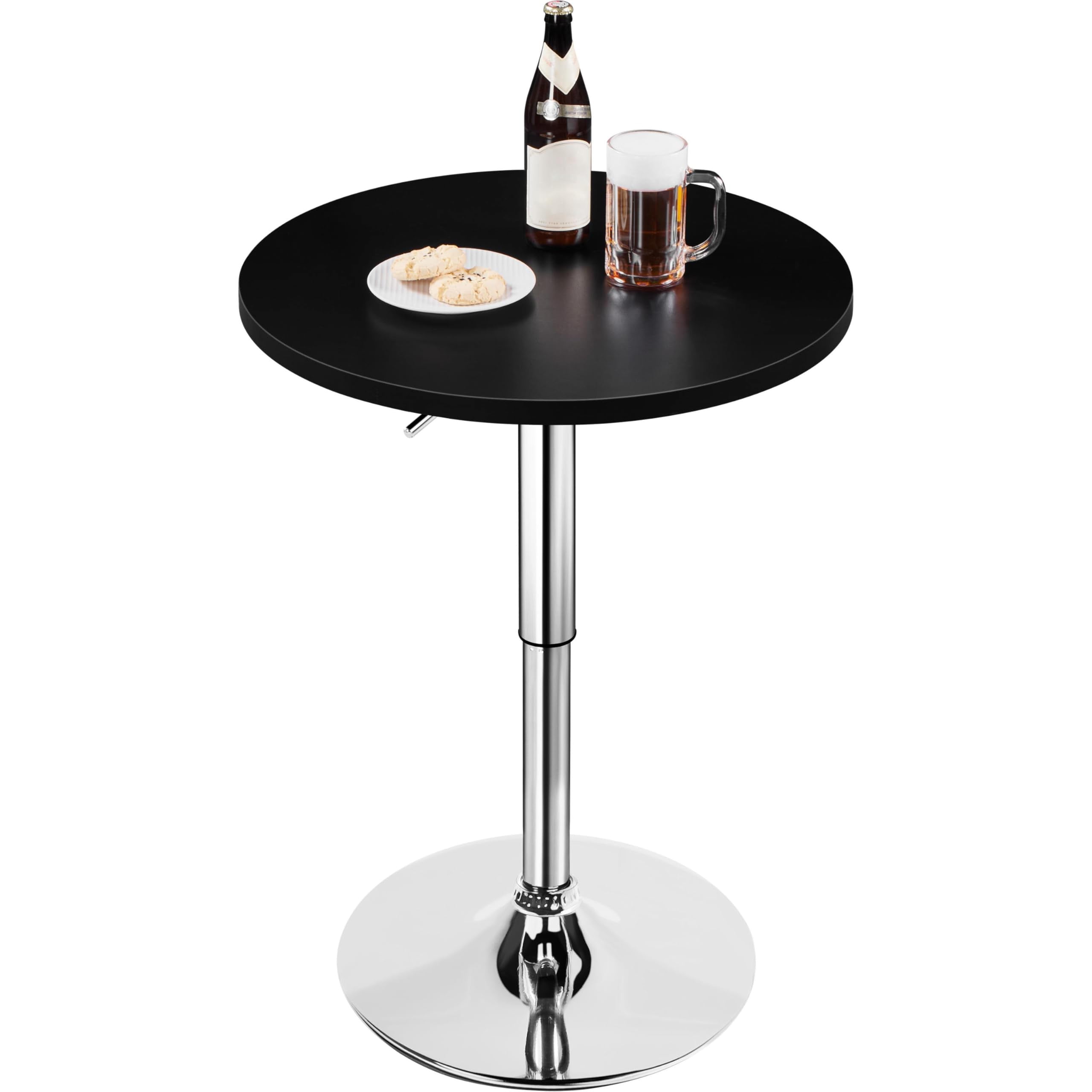 Height Adjustable Round Pub Table with 360° Swivel Base, MDF Top ...