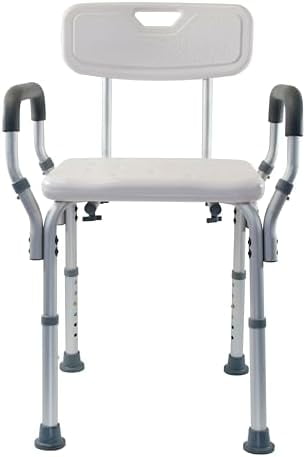 Height Adjustable Shower and Bath Bench with Back, Padded Arms and ...