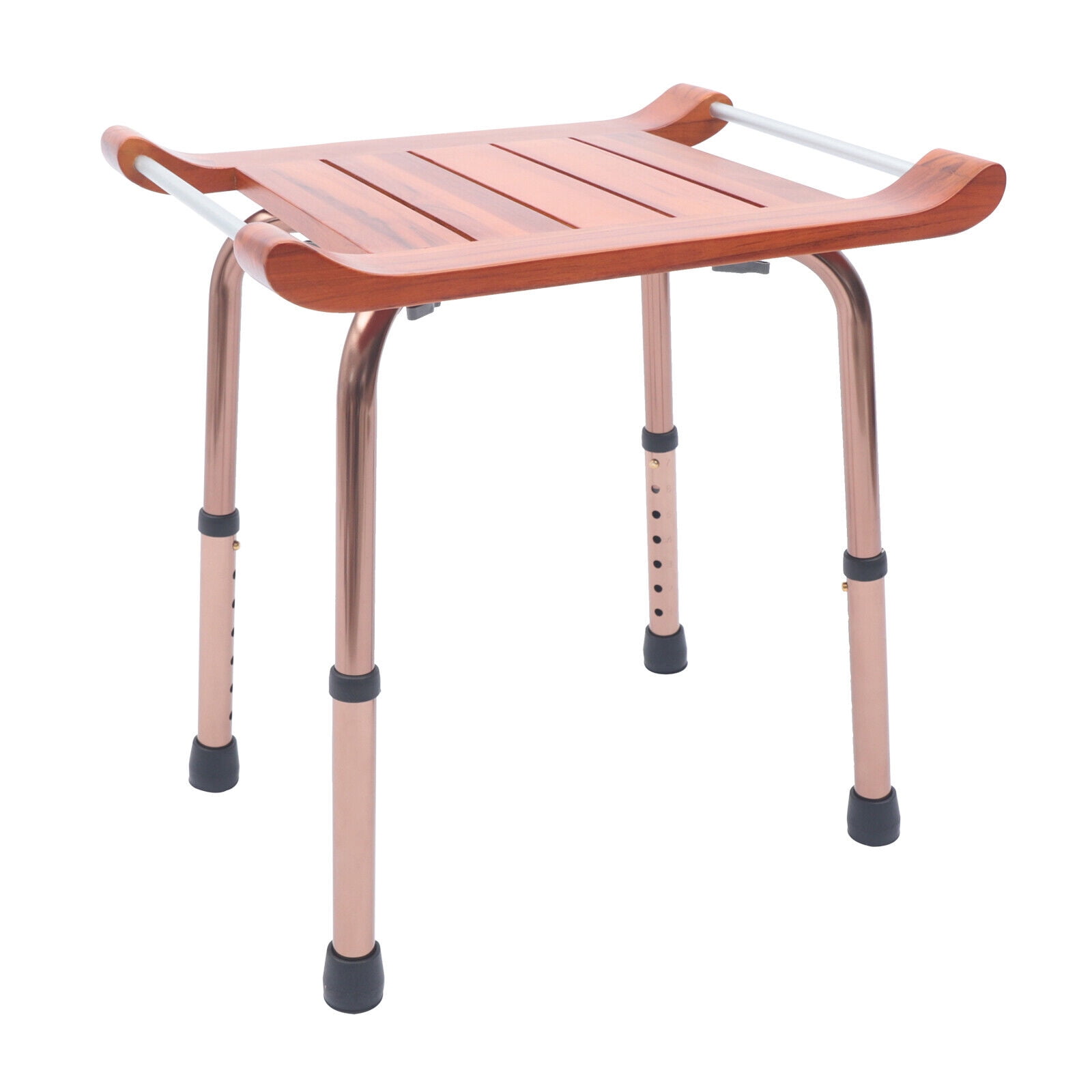 Height Adjustable Shower Stool, Wood Metal Elderly Bath Shower Chair ...
