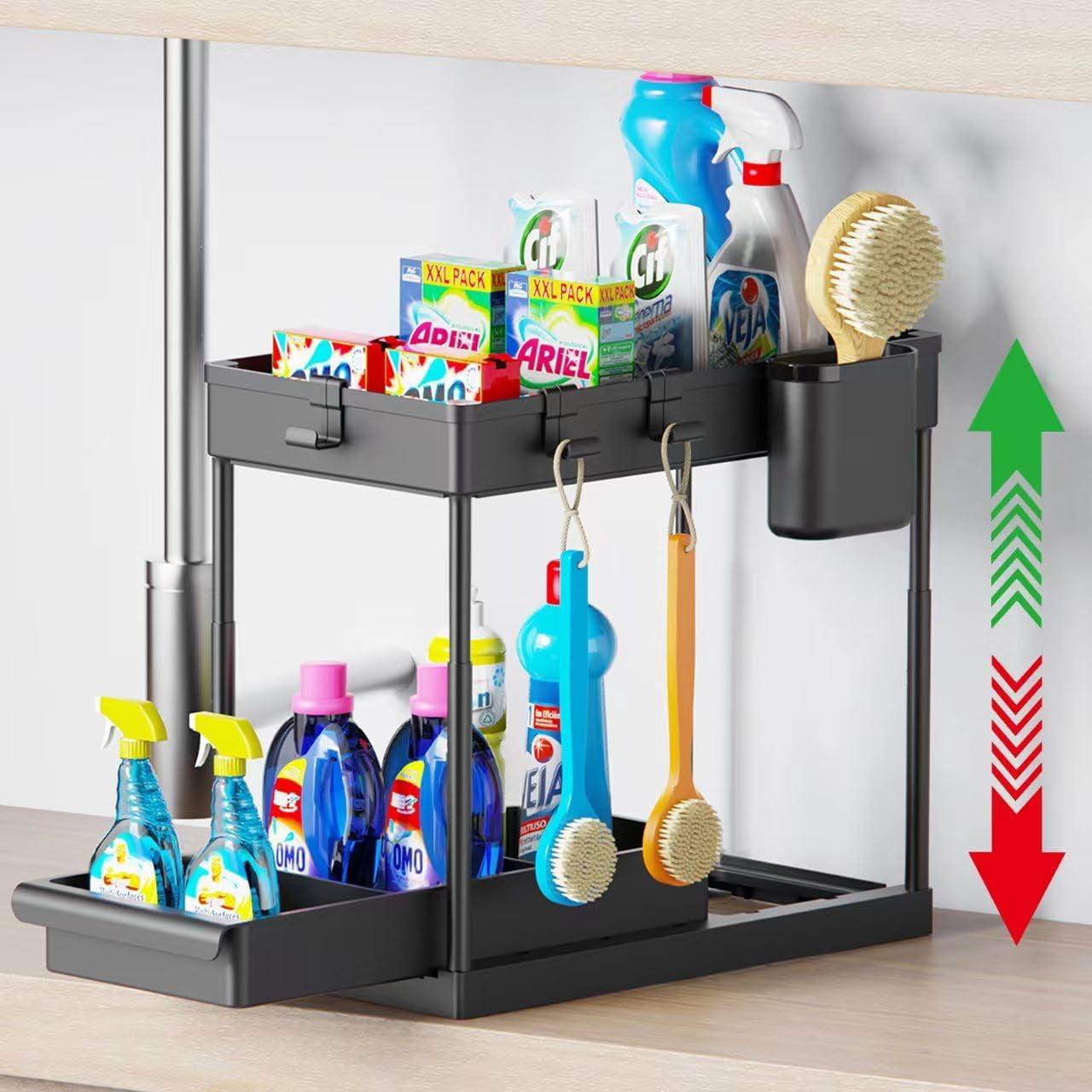 Height Adjustable Under Sink Organizers and Storage, 2 Tier Under Sink ...