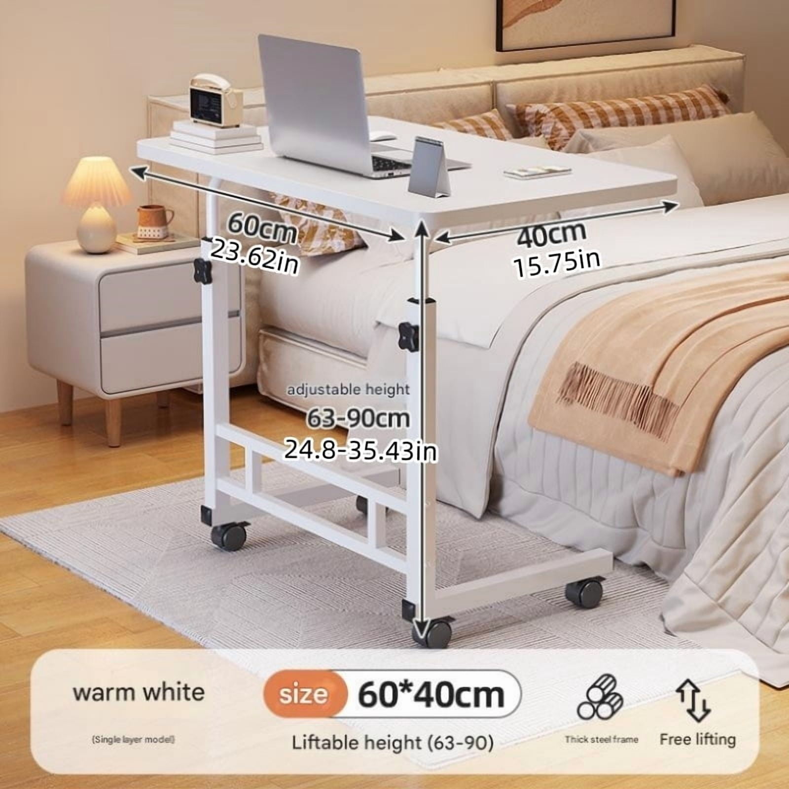Height Adjustable Standing Desk, Mobile Computer Table with Wheels for ...