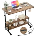 Height Adjustable Standing Desk with Power Outlets, 32" Manual Stand Up ...