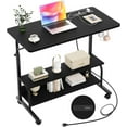 Height Adjustable Standing Desk with Power Outlets, 32" Manual Stand Up ...
