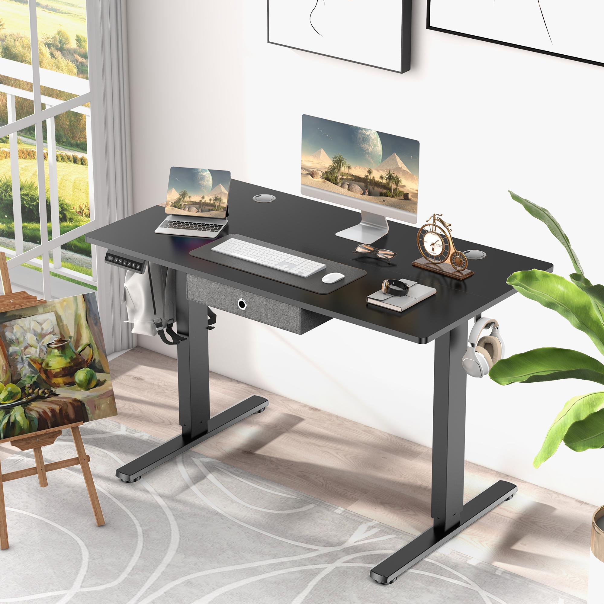 Sauder Summit Station Single Pedestal Desk with Filing Drawer, Pebble ...