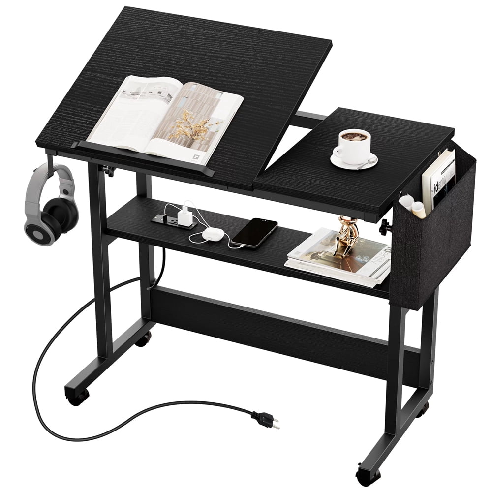 Height Adjustable Standing Laptop Study Desk with Wheels & Charging ...