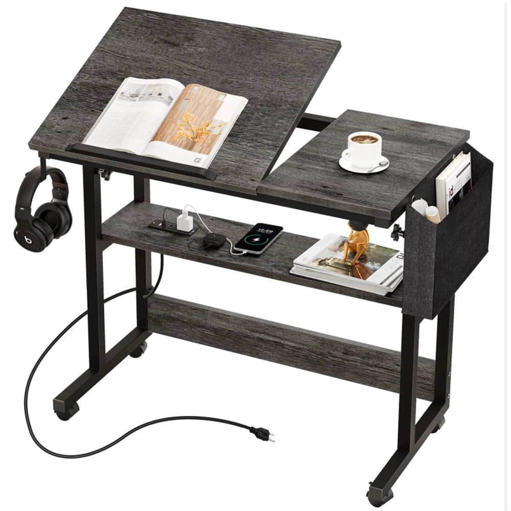 Height Adjustable Standing Laptop Study Desk with Wheels & Charging ...