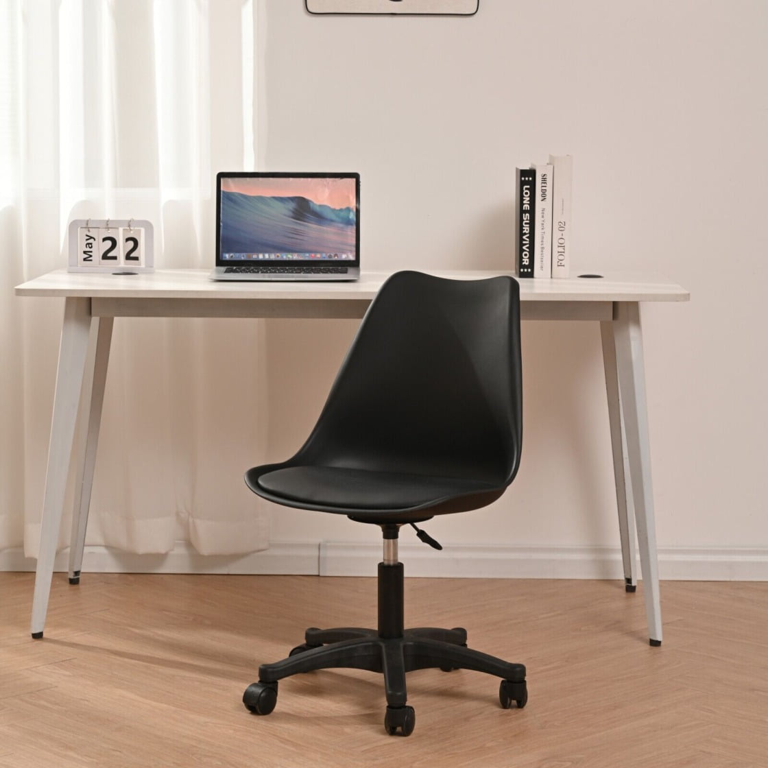 Height-Adjustable Swivel Office Chair with Silent Wheels, Space-Saving ...