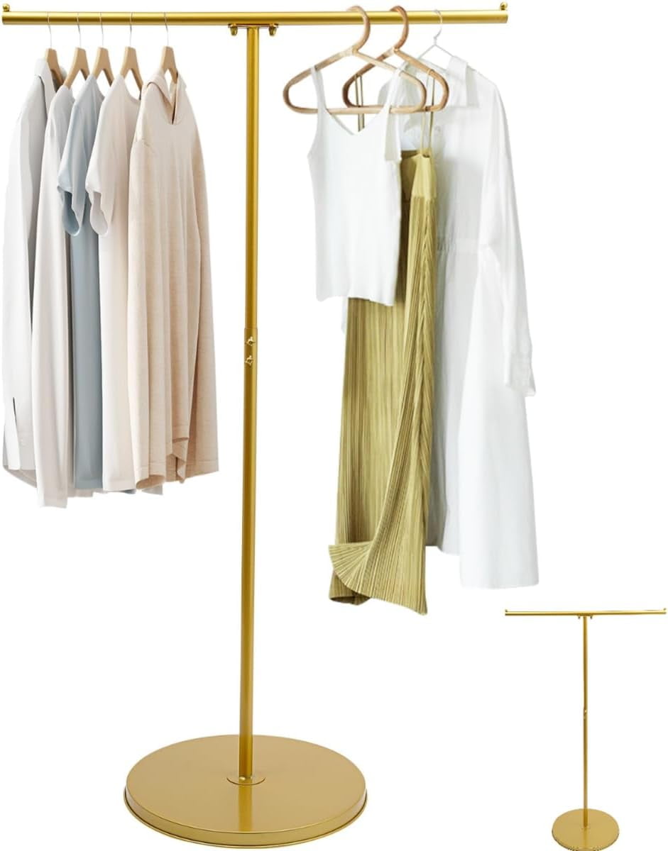 Height Adjustable T-shaped Kids Dress Up Rack Gold Clothing Rack Kids ...