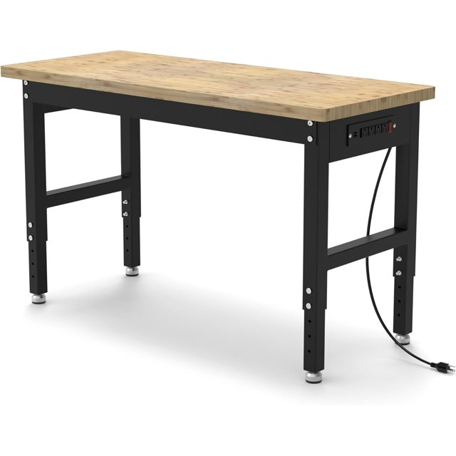 Height Adjustable Workbench, 48" L X 24" W, with Power Socket & 5FT ...