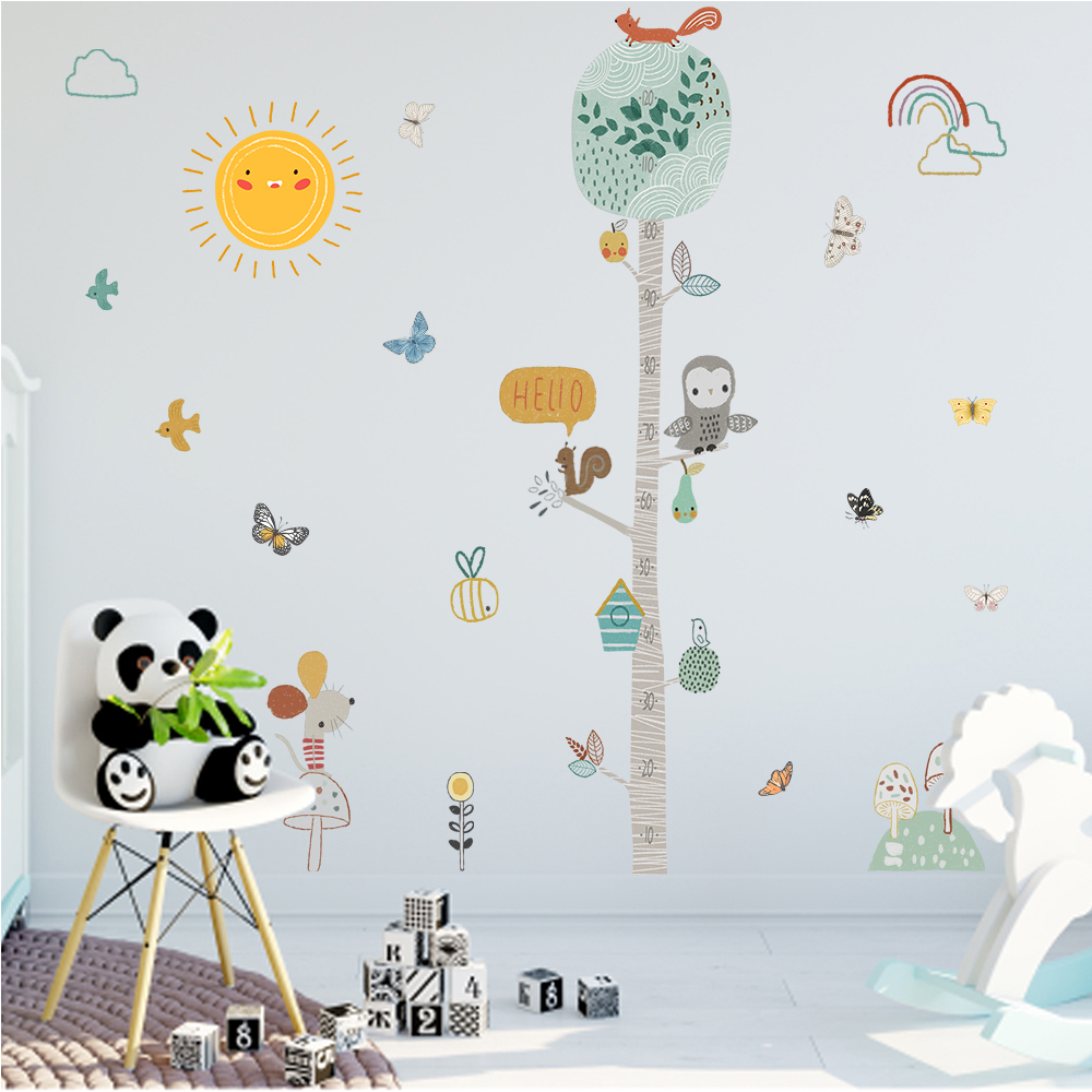 Height Chart Gauge Cute Forest Animal Self-adhesive Wall Stickers for ...