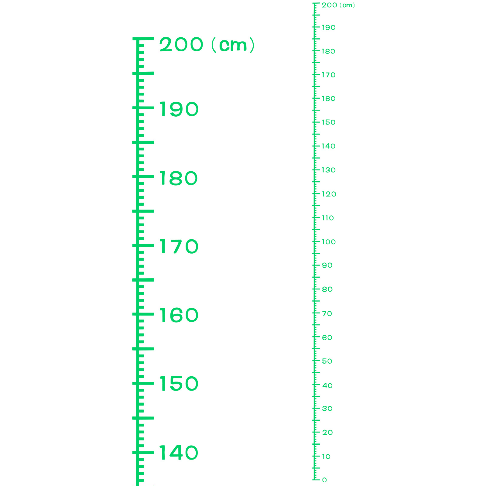 Height Chart Ruler 200cm Metric System PVC With Transfer Film Green Height Chart Ruler 200cm Metric System PVC With Transfer Film Green