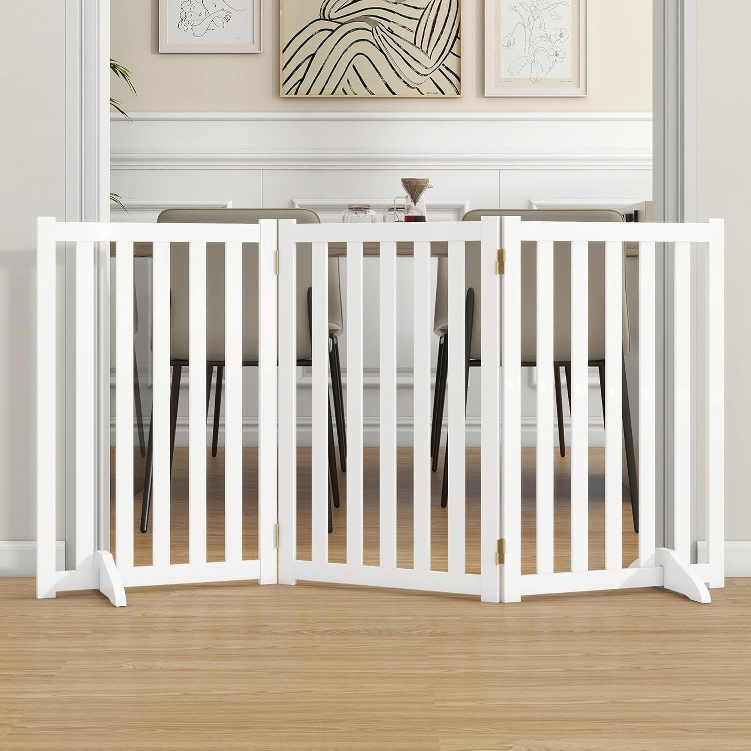 Height Extra Tall Freestanding Pet Gate, Solid Wood Folding Fence ...