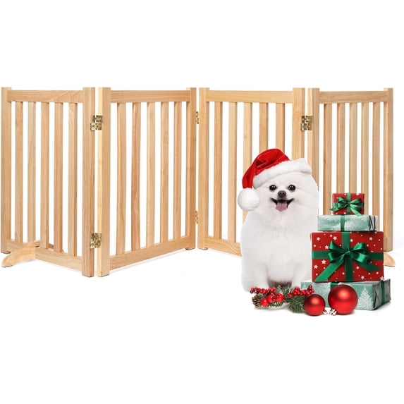 Height Extra Tall Freestanding Pet Gate Solid Wood Folding Fence Wooden ...