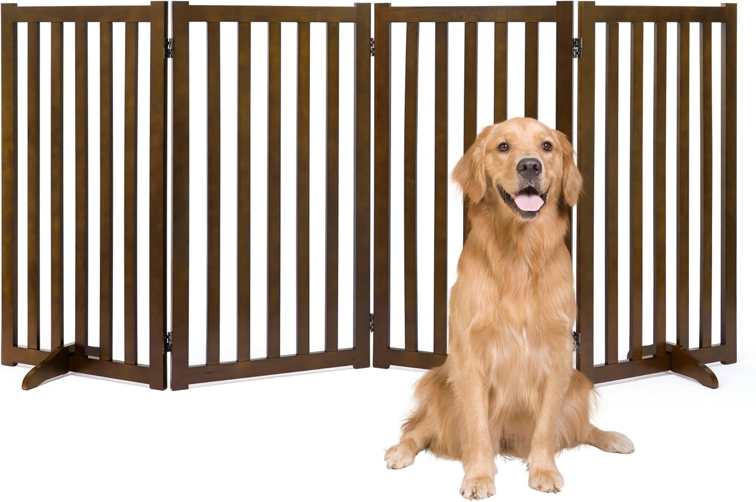 Height Extra Tall Freestanding Pet Gate Solid Wood Folding Fence Wooden ...