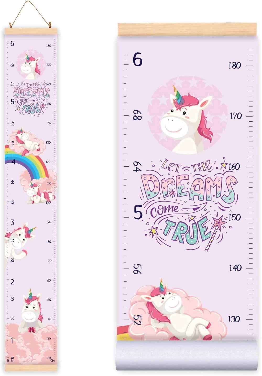 Height Growth Chart for Kids Unicorn - Baby Measuring Canvas Ruler ...