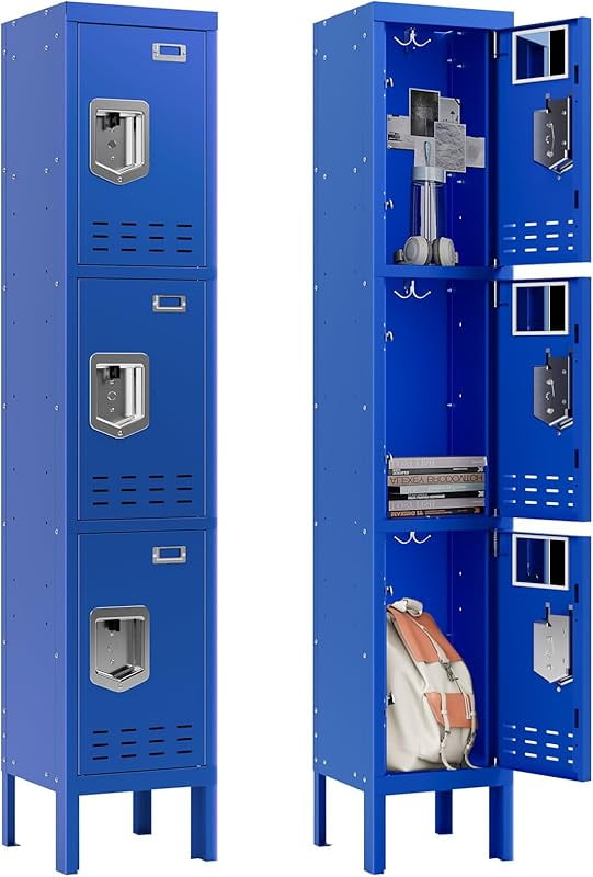 Height Steel Locker 3 Door Storage Locker with Card Slot for Employees ...