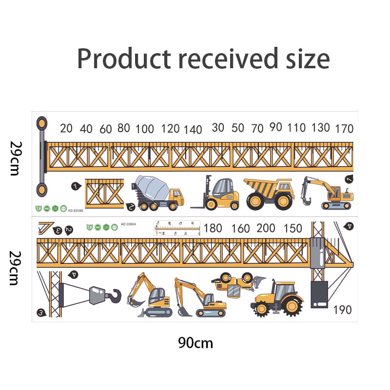 Height Stickers Construction Vehicle Tower Crane for Kids Room ...