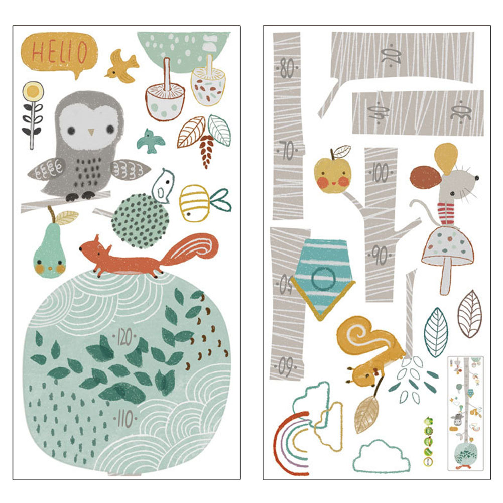 Height Wall Stickers Chart Kids Growth Measurement Ruler Decal Animal ...