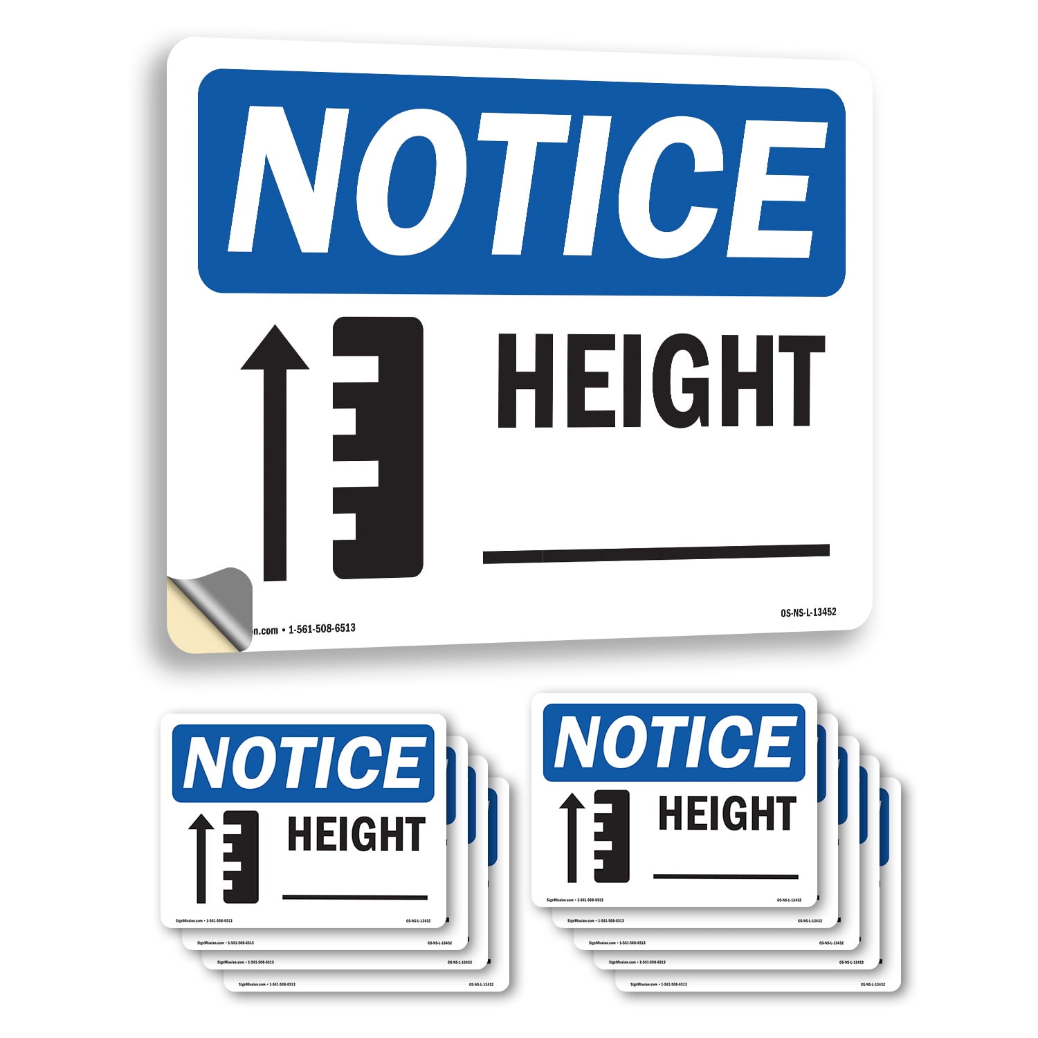 Height ____ With Symbol OSHA Notice Vinyl Decal Label 10 Inch x 7 Inch ...