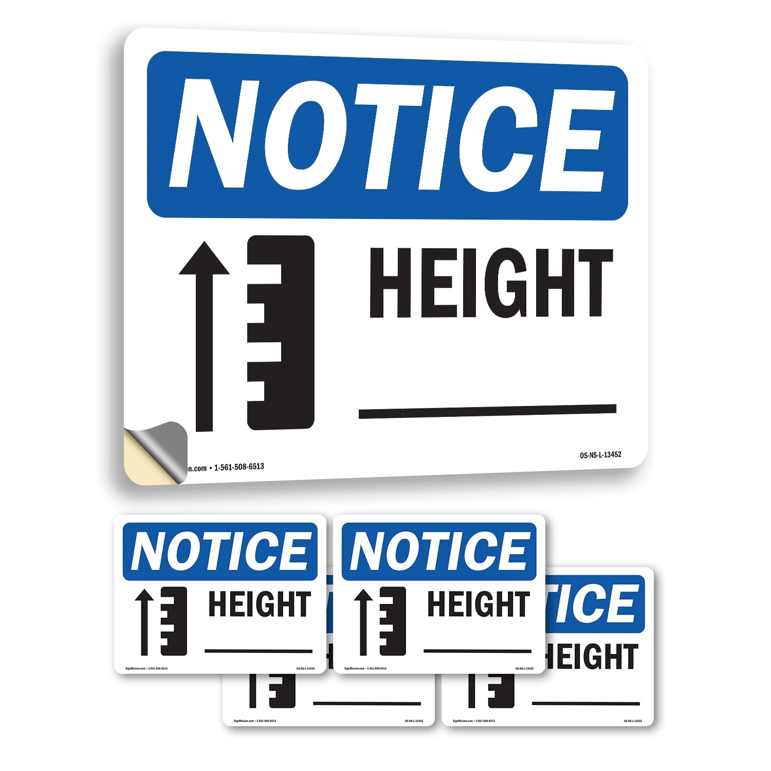 Height ____ With Symbol OSHA Notice Vinyl Decal Label 10 Inch x 7 Inch ...
