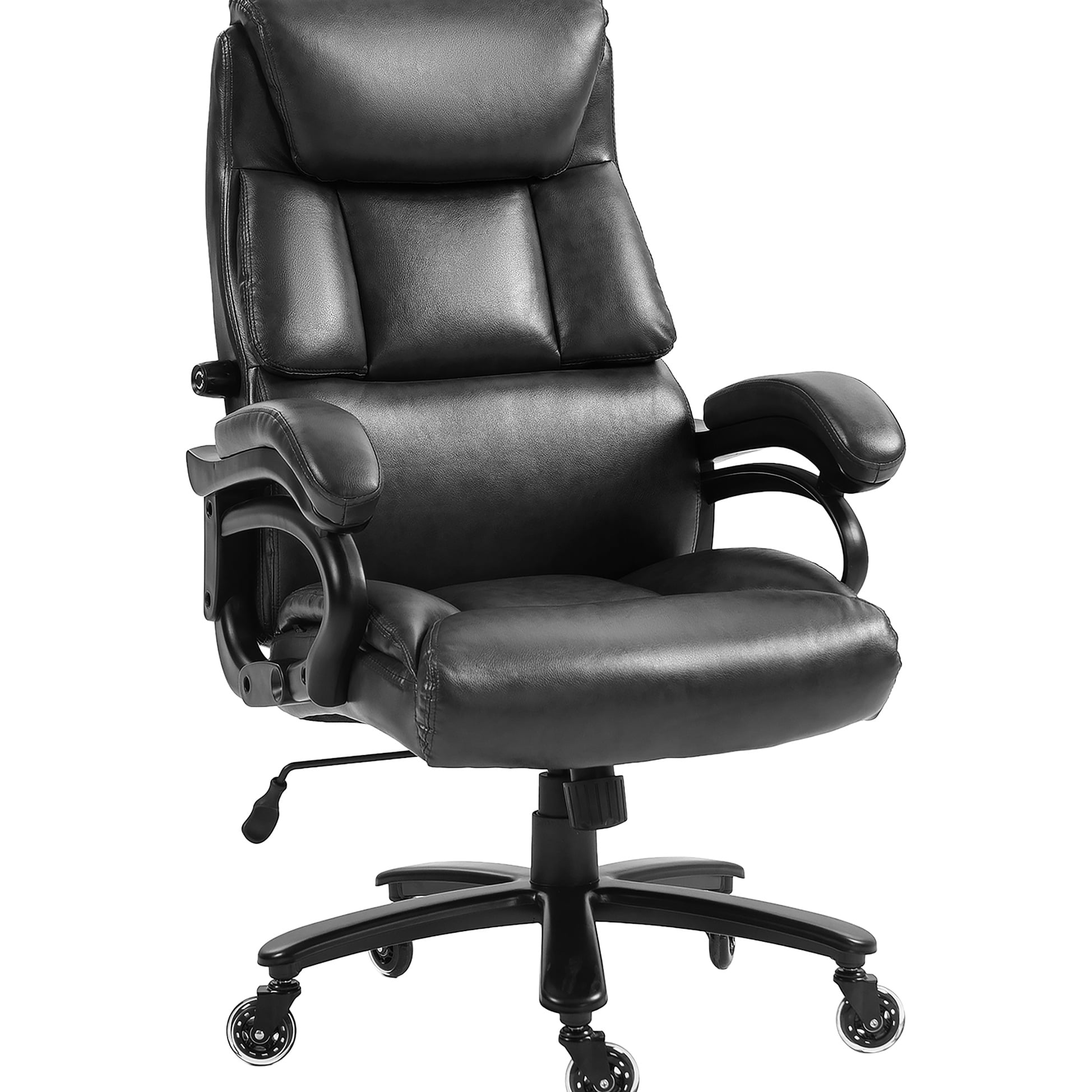 Height-adjustable Work Chair, Black Pu Leather, Fits Big And Tall Users ...
