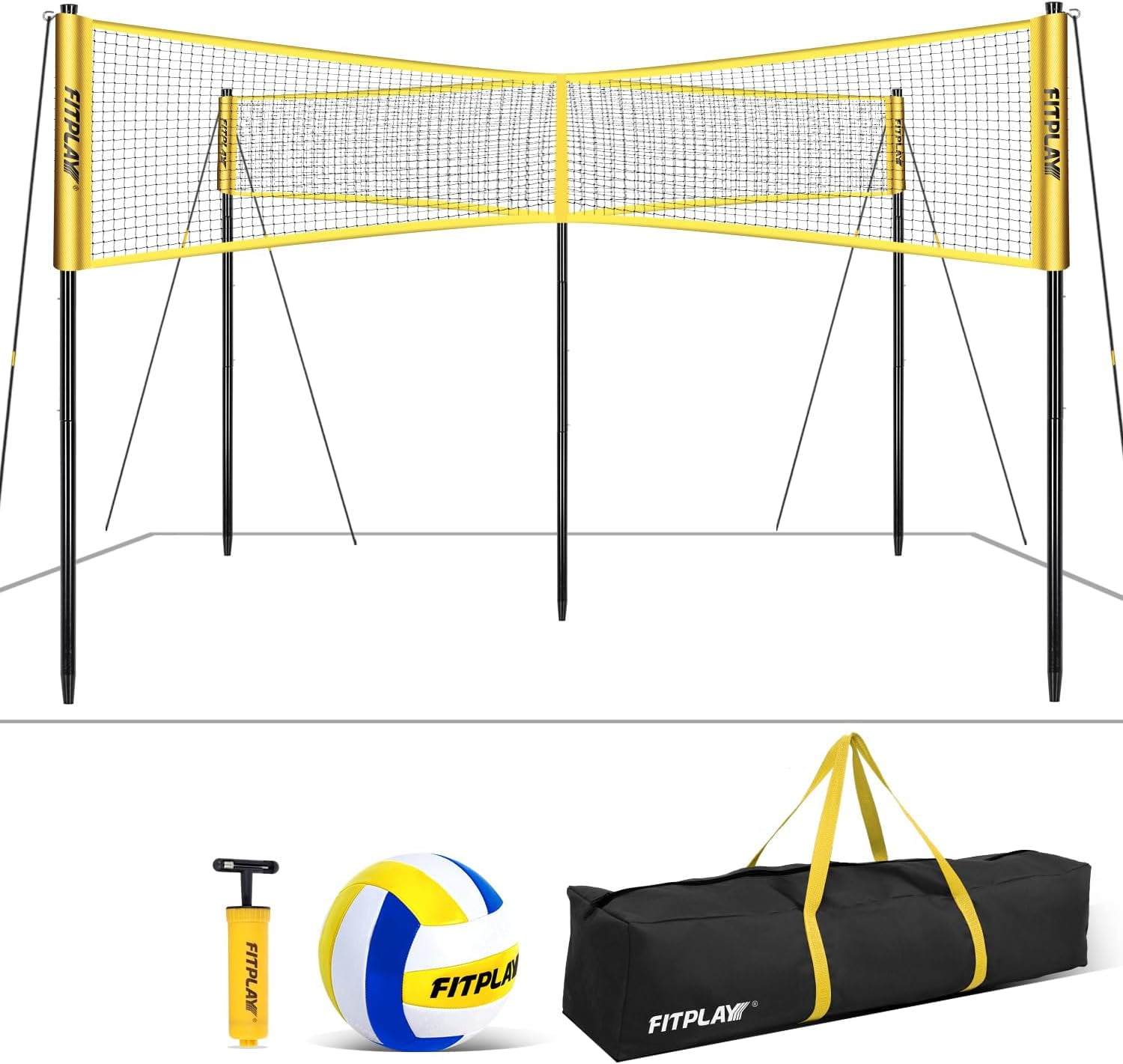 Height adjustable square volleyball/badminton net cover, play Settings ...