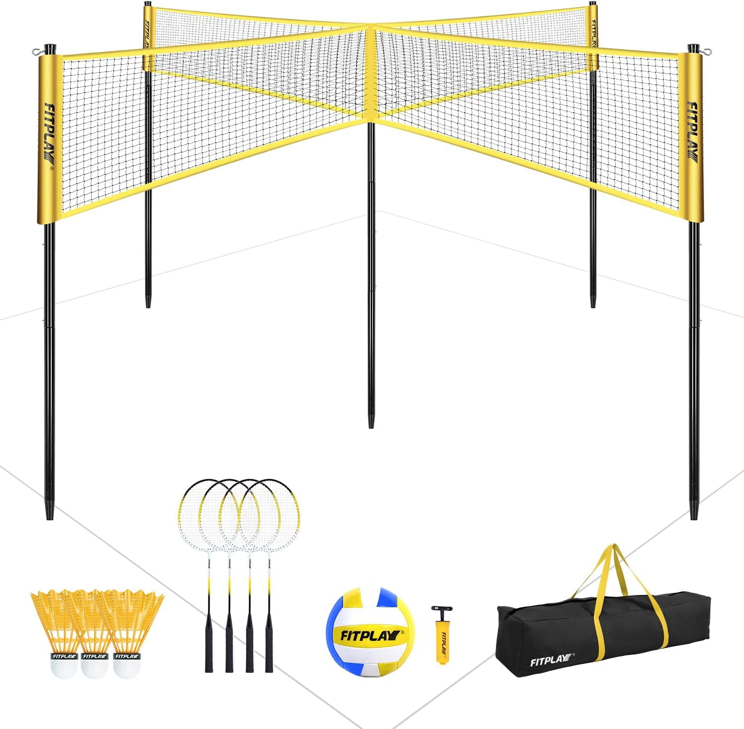 Height adjustable square volleyball/badminton net cover, play Settings ...