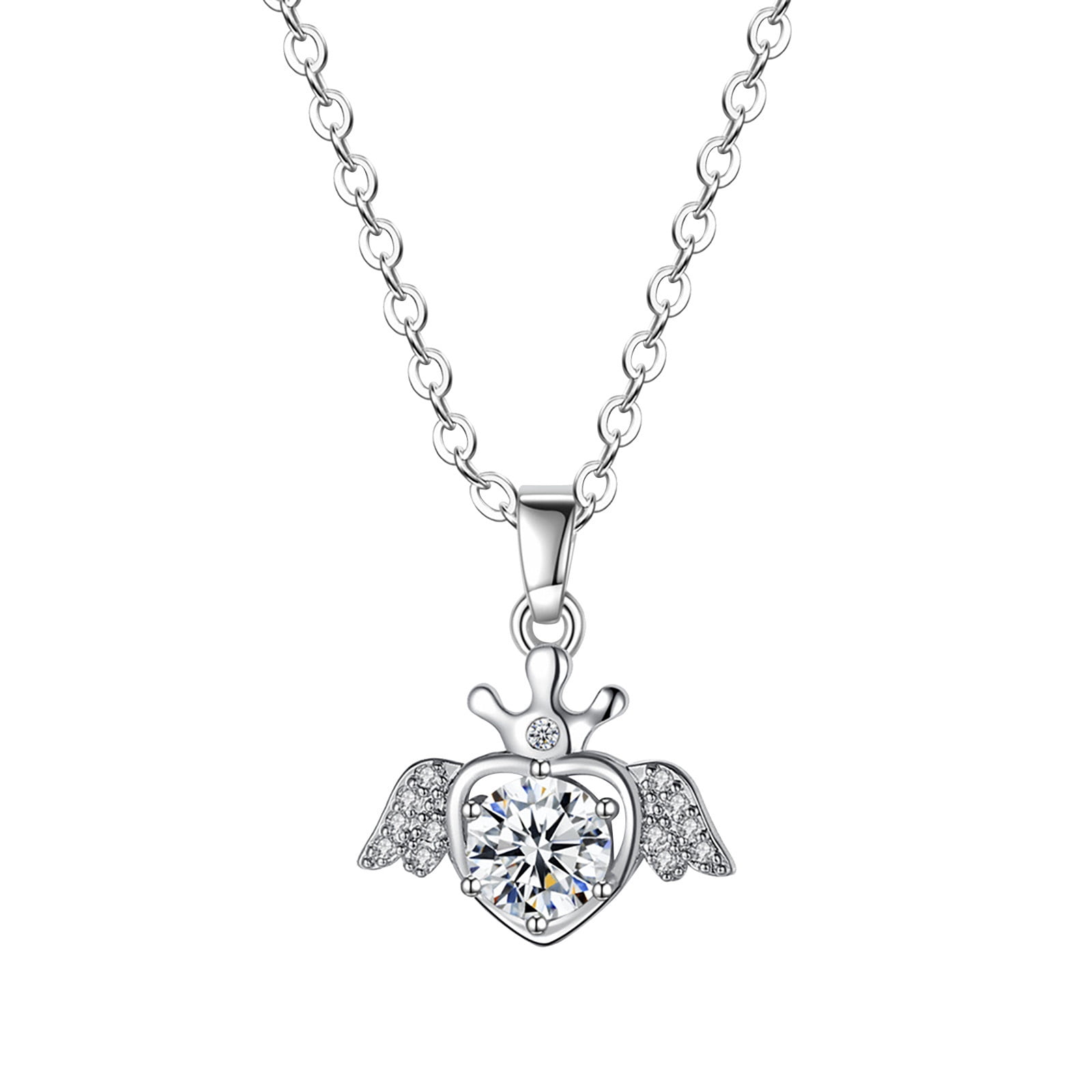 Heiheiup Diamond Necklace Woman Beating Dazzling Heart Shaped Diamond